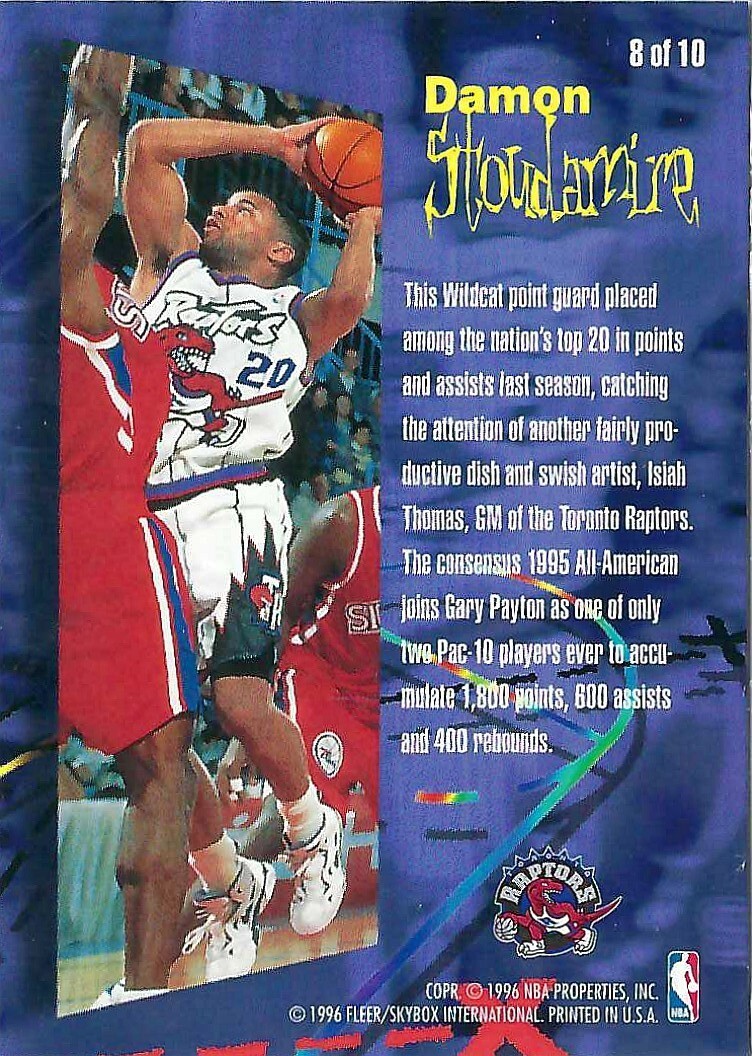1995-96 Fleer Hot Packs Rookie Phenoms Damon Stoudamire - Toronto ...