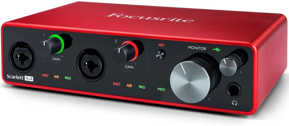 Focusrite Scarlett 4i4 USB Audio/MIDI Interface 3rd Gen Bundle + 4 XLR ...
