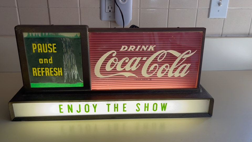 Rare 1950s Coca Cola Waterfall Advertisement Light Movie Theater Enjoy ...