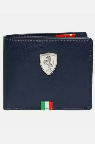 BRAND NEW AUTHENTIC FERRARI NAVY BI-FOLD LEATHER MEN'S WALLET BY PUMA🏎️ ...