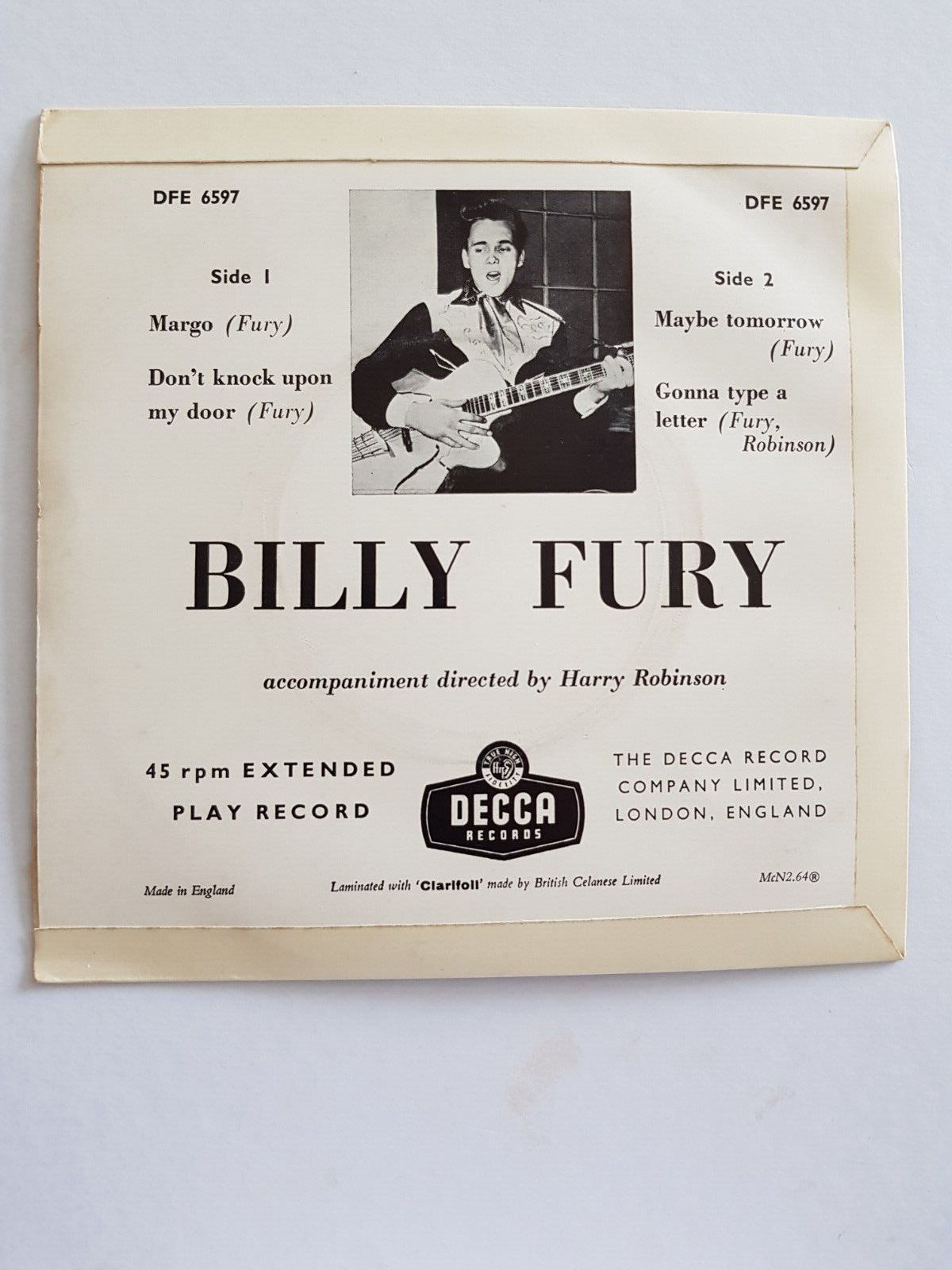 Billy Fury,Maybe Tomorrow EP ,EX+/EX,Decca, Rock n Roll,Rockabilly ...
