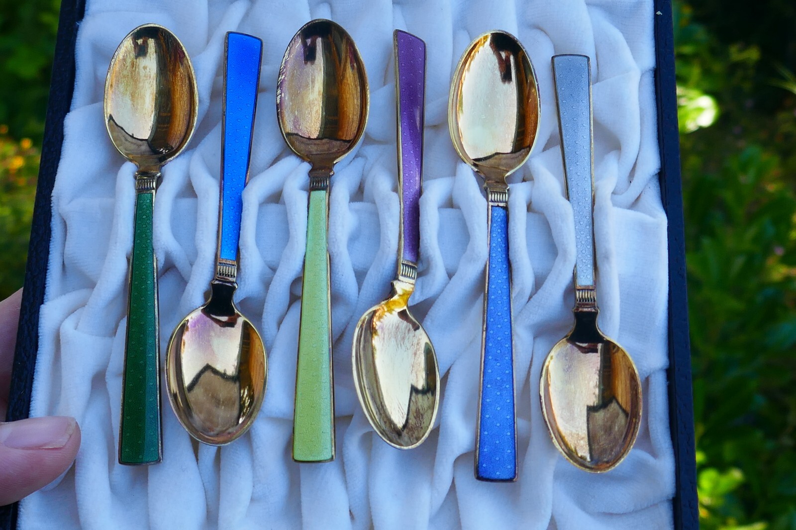 Boxed Set of 6 - TH. Martinsen Norwegian Sterling & Enameled Demitasse ...