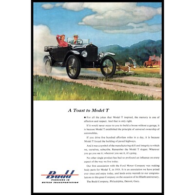 1953 Budd Transportation Ford Model T Vintage Print Ad Farm Barn Dog ...