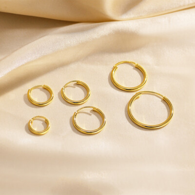 18CT GOLD SLEEPER HOOP EARRINGS 2MM THICK Sizes: 12mm / 14mm / 18mm / 20mm | eBay UK