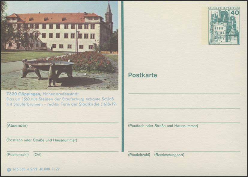 P124-e2/021 7320 Göppingen, Schloß ** | eBay