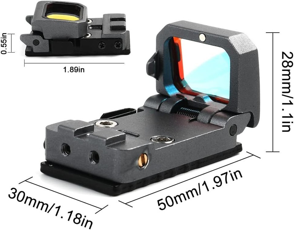 Folding Flip Up Red Dot Sight Holographic Reflex Sight RMR For Pistol ...