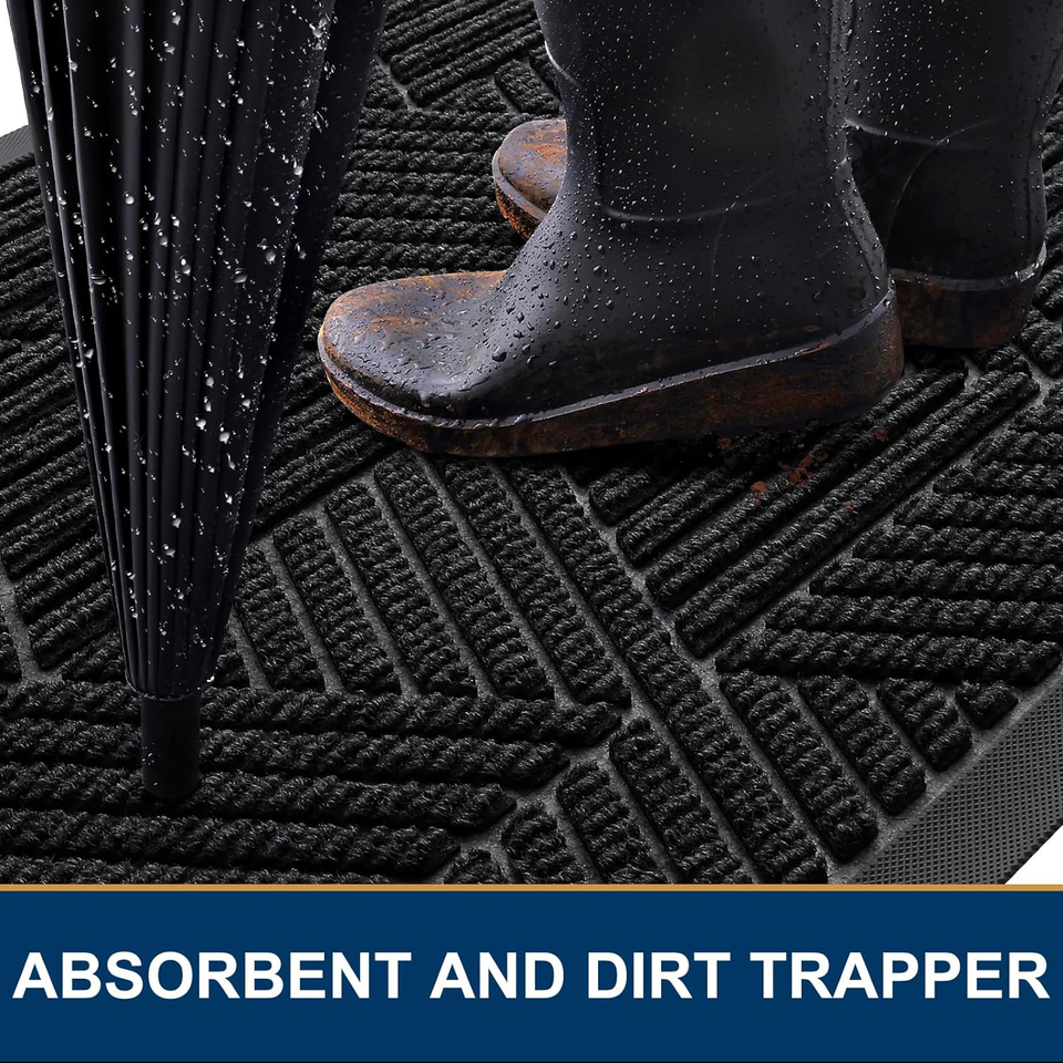 Front Door Mat outside Entrance, Heavy Duty Natural Rubber Mat, Sturdy ...