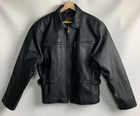 KC Collection Jacket Black Leather Collared Zip Side Buckle Design ...