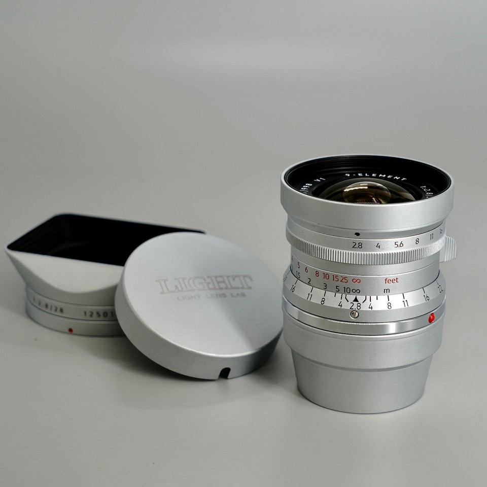 Light Lens Lab 28mm f2.8 9-Element Chrome w/Filter Hood for Leica M10 ...