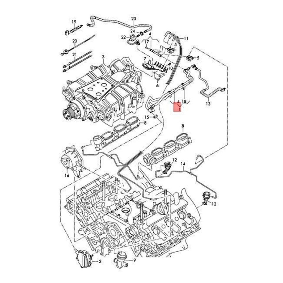 Audi A4 Avant S4 Vacuum Hoses with Connecting Parts 06E 133 790 AA | 2 ...