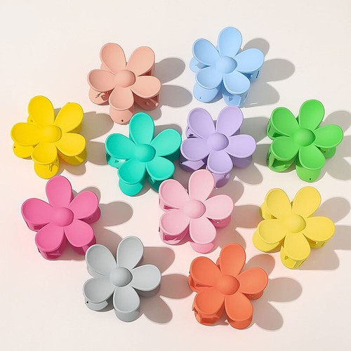 Frosted Hair Clip Spring Clip Big Flower Shaped Candy Colors Hair ...