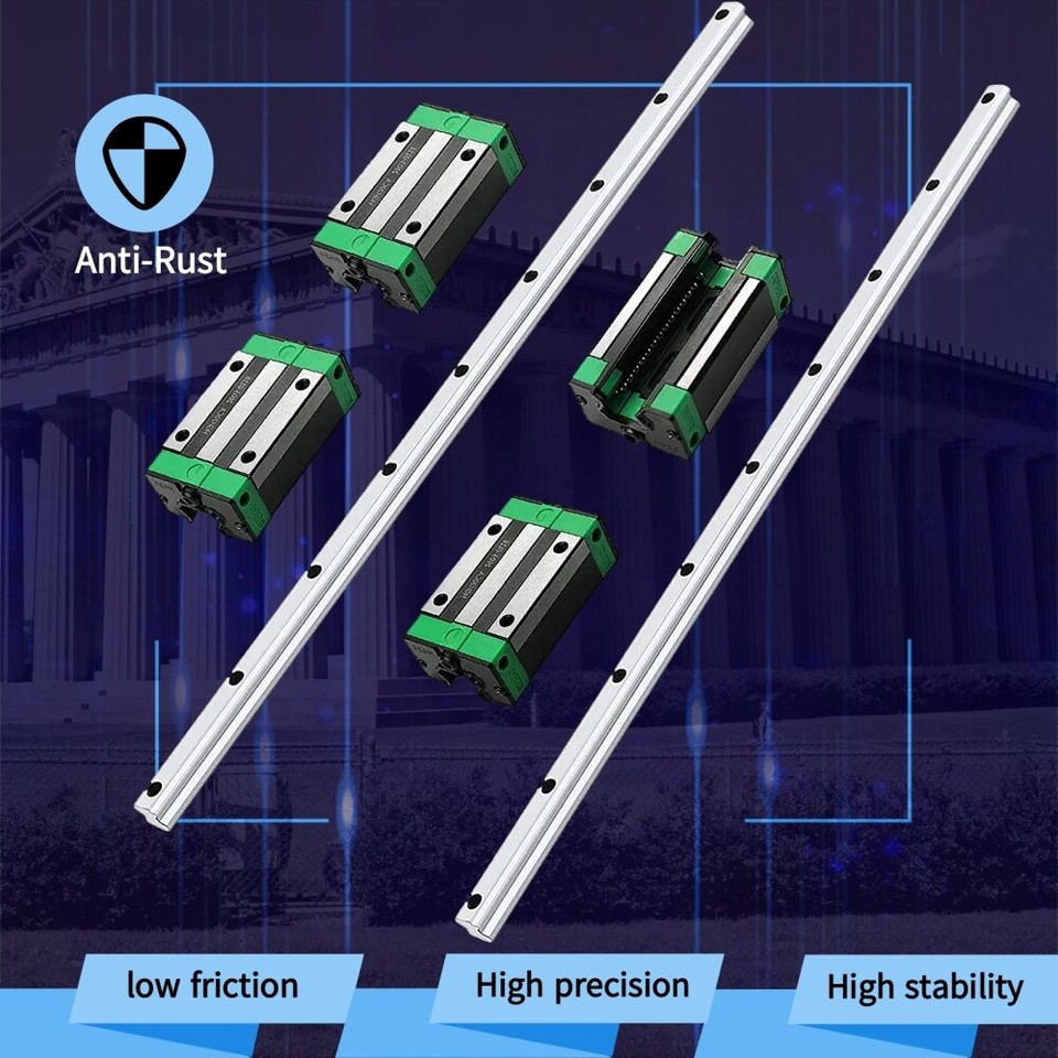 2PCS HGR20 Linear Guide Rail 200-2200mm+4PCS HGH20CA Slide Blocks CNC ...