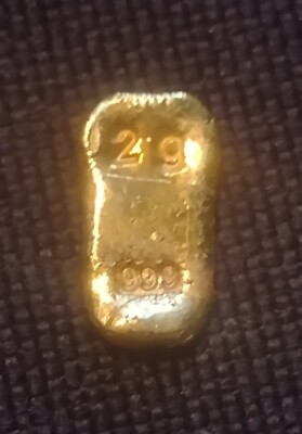 2 Gram Gold Cast Bar 999.9 UK Made Fine Bullion Pure 24ct Gold AU ...