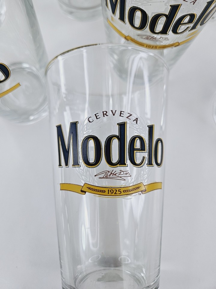 Cerveza Modelo 1925 Signature Gold Rimmed Glass Set of 13, 16 oz, Pint ...