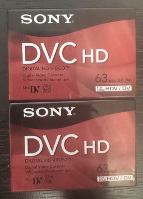 2 SONY Mini DV DVC HD 63 Min. Digital Video Cassette Tapes (New ...