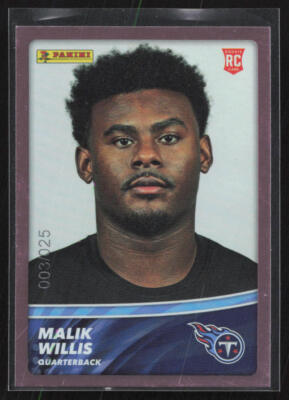 2022 Panini Sticker & Card Malik Willis #99 Pink Rookie #3/25 Titans | eBay