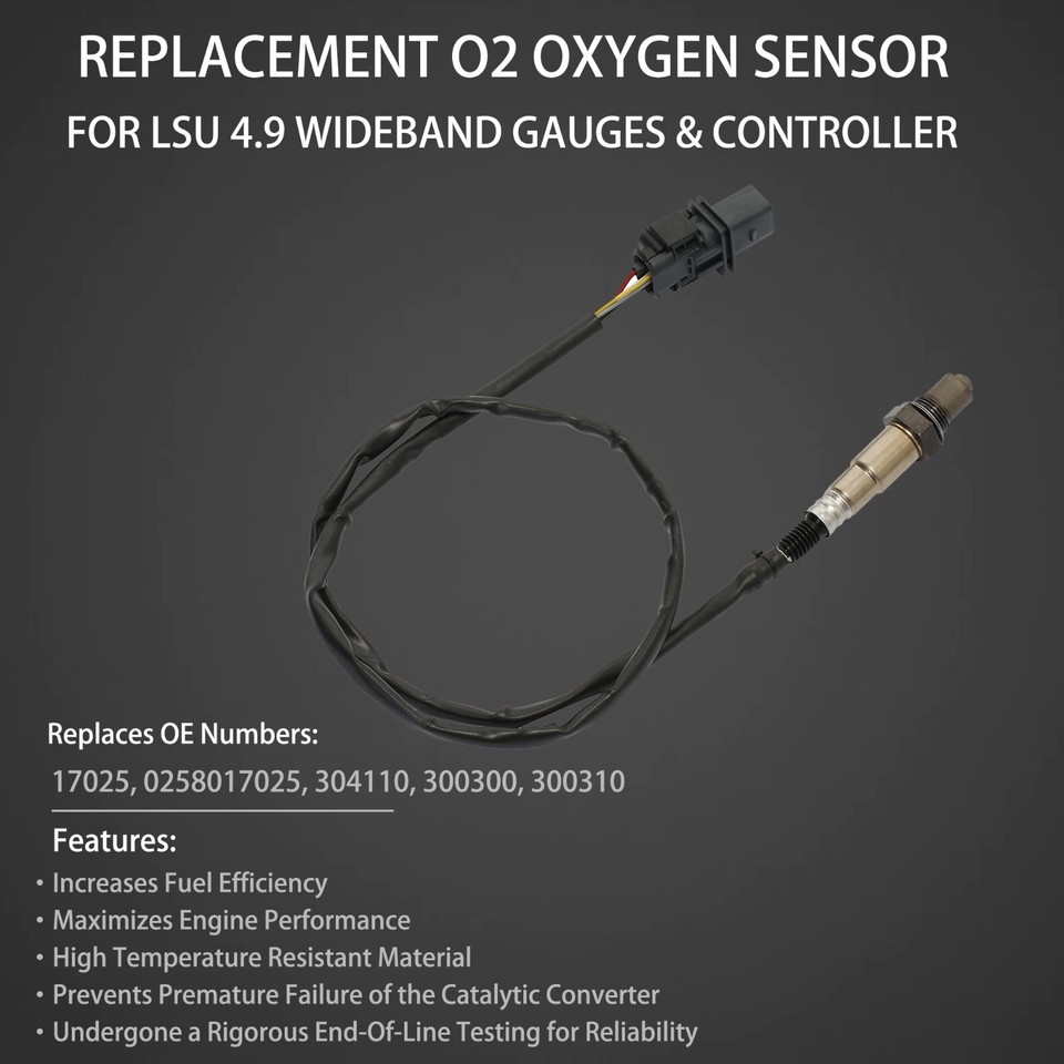 0258017025 LSU 4.9 Lambda WideBand O2 Oxygen Sensor for PLX AEM# 30 ...
