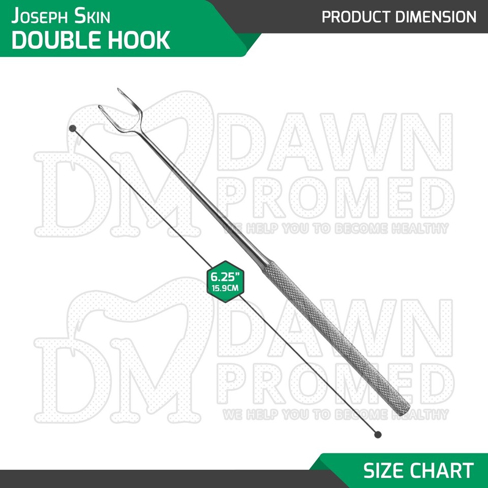 3 Pcs Joseph Skin Hook 10mm Double Sharp Prong 6.25" Retractor Surgical ...