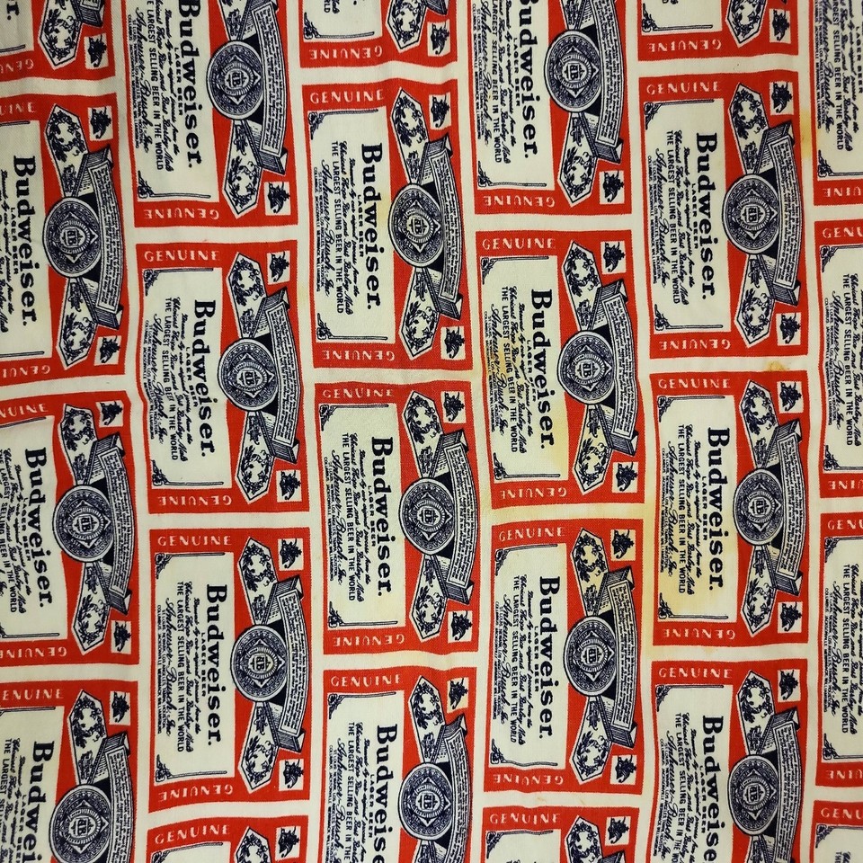 Budweiser Fabric Red White Blue Logo Print Craft Sewing Material Cotton ...