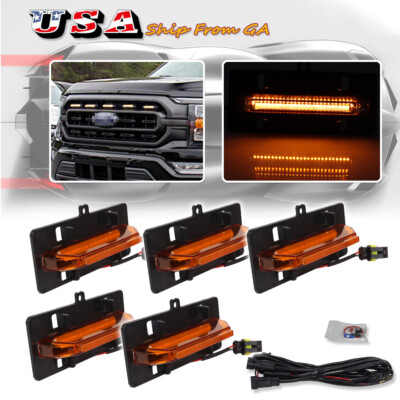 For 2021-2023 Ford F-150 XL, XLT Front Grille Grill Insert Lights Amber ...