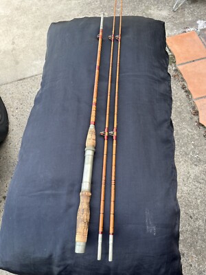 8ft, 3 Piece, Split Bamboo Baitcasting Fishing Rod with German Silver ...