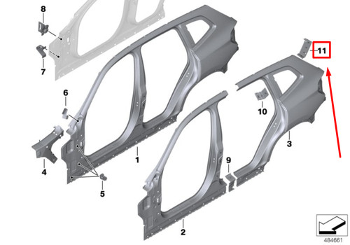 NEW BMW X4 G02 RIGHT D-PILLAR REINFORCEMENT PLATE 41007494170 7494170 ...