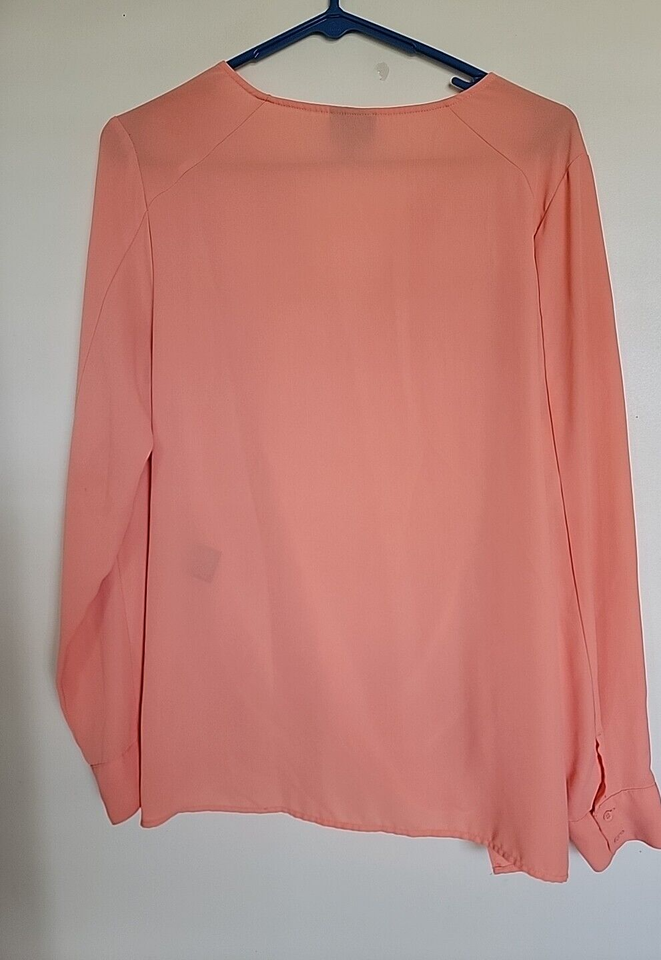 Mossimo Peach Long Sleeve top Blouse High Low Sz M | eBay