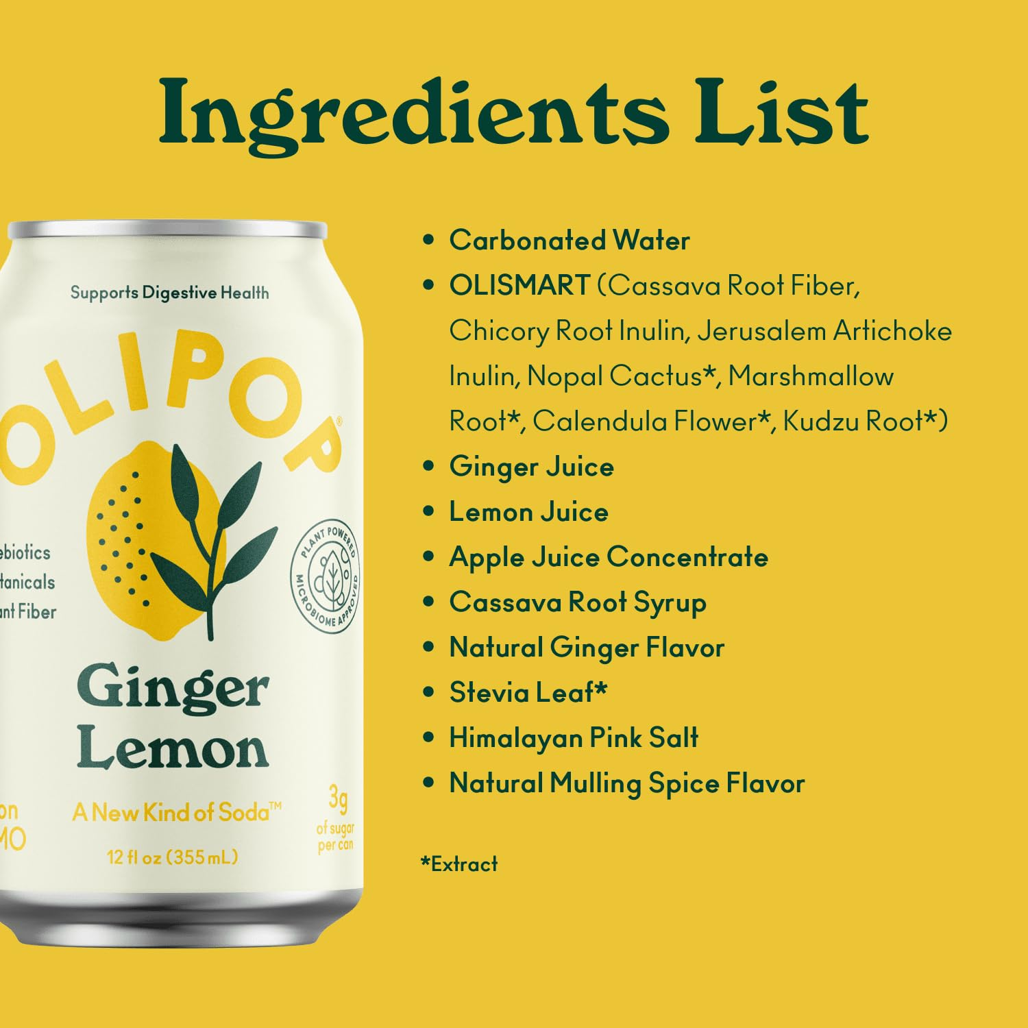OLIPOP Prebiotic Soda Pop, Ginger Lemon, Prebiotics, Botanicals, Plant Fiber, 12 | eBay
