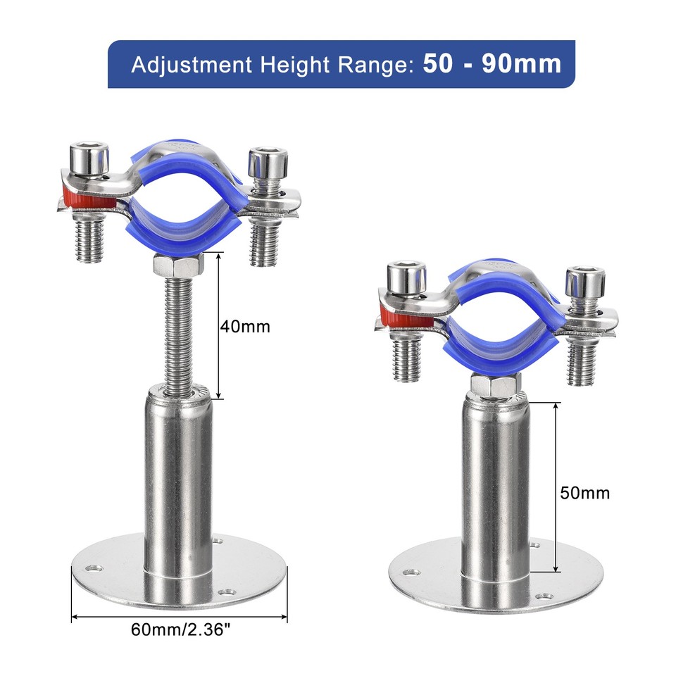 2Pcs Pipe Supports Adjustable Pipe Bracket Clamp Pipe Strap Fit for 25 ...