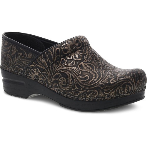 Dansko Professional Antique Tooled Leather Clog Nursing Black Gold Size ...