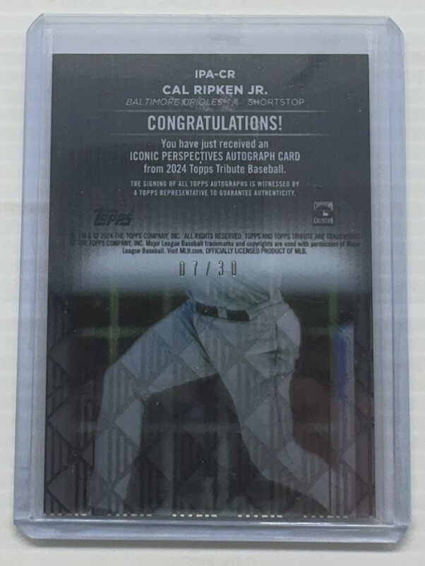 2024 Tribute Cal Ripken Jr Orange Iconic Perspective Autograph Auto #7/ ...