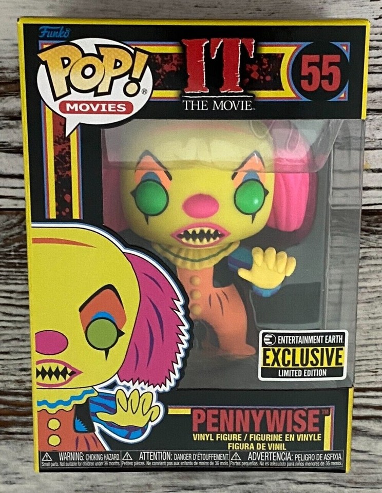 Funko Pop! Movies IT Pennywise #55 Black Light Figure EE Exclusive ...