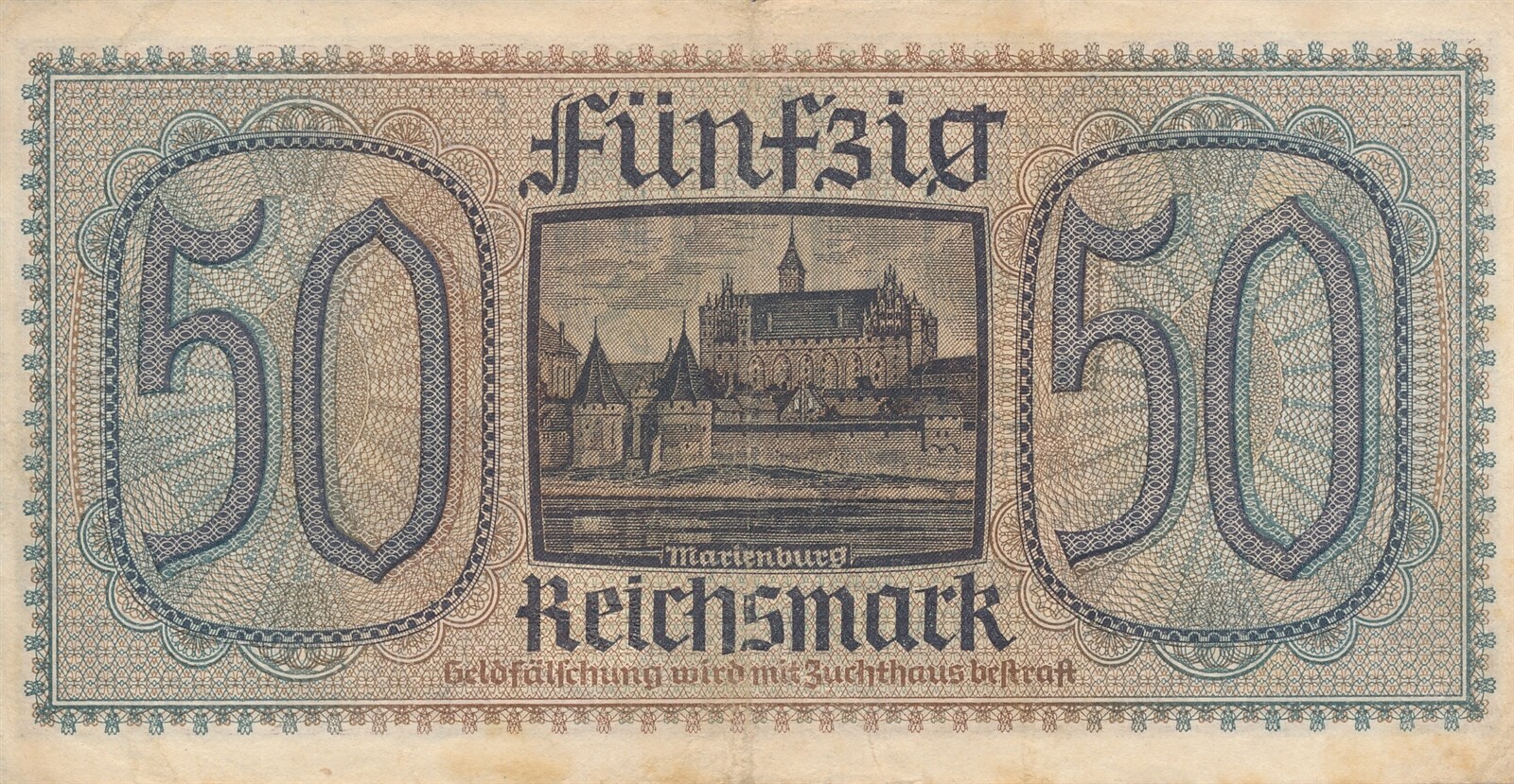 Currency Germany 1939 WW2 Fascism War Era Riechsmark Funfzig 50 Circ ...