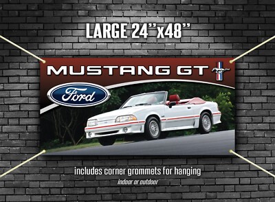 Ford Mustang GT Fox Body Convertible 24" x48" banner garage art | eBay