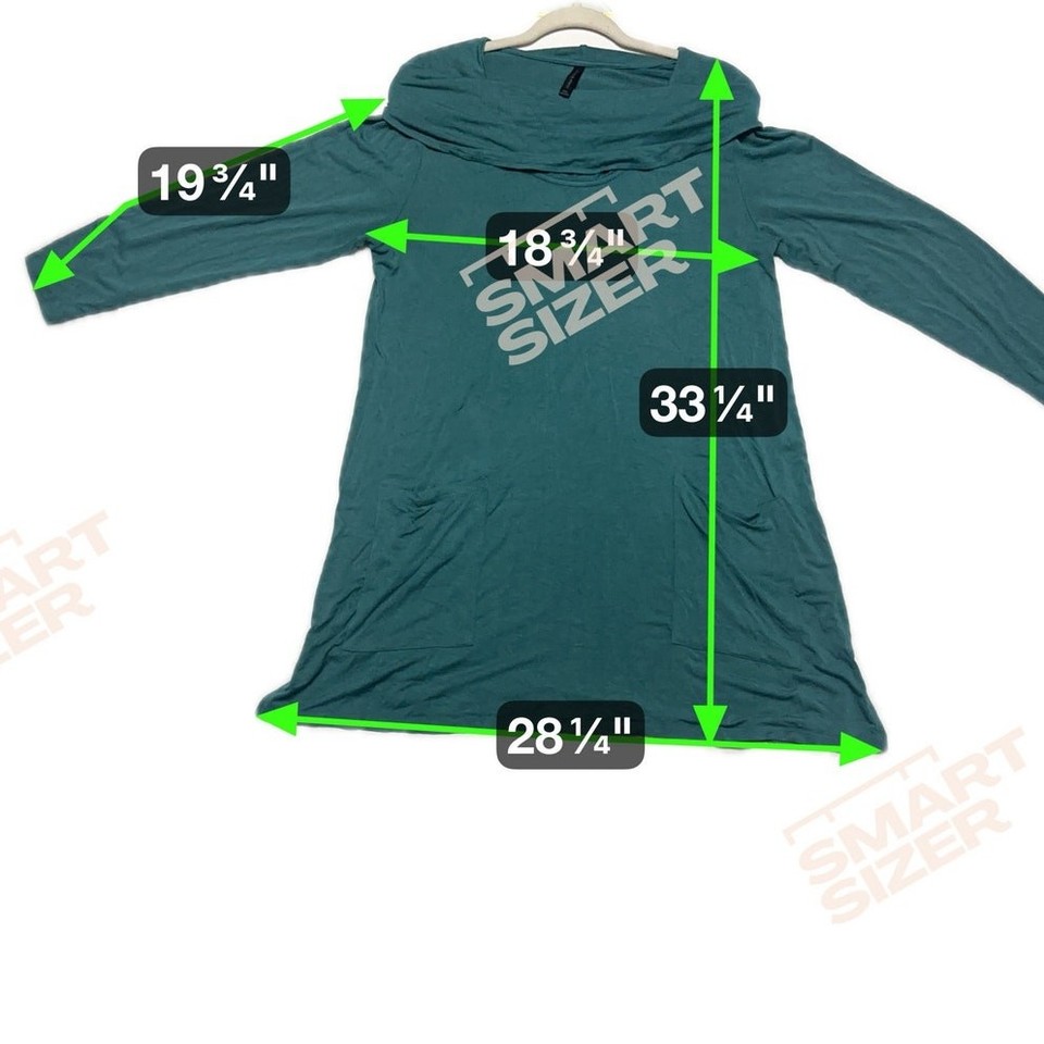 Match Point Large Teal Cowl Neck Long Sleeve Pocket Tunic | eBay