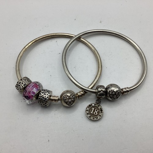 2x Silver PANDORA 5-6cm Bangles & 4x Charms 29.77g (F6) W#668 | eBay ...