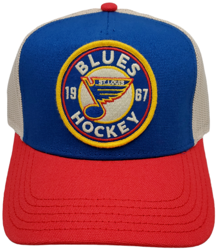 St. Louis Blues Snapback Trucker Mesh Circle Stitched Patch Tri-Color ...