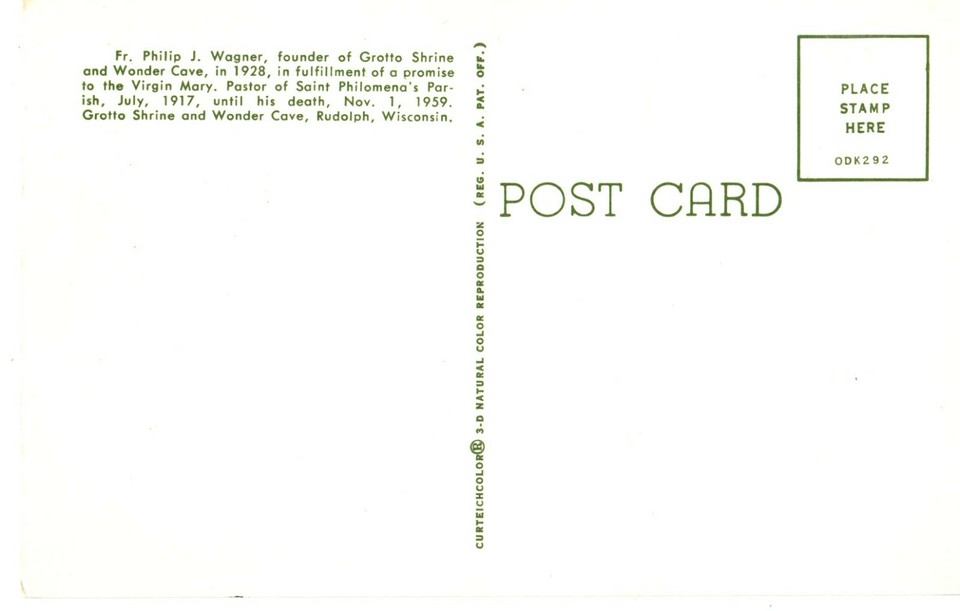 Grotto Shrine & Wonder Cave, With Founder in Rudolph, WI Postcard | eBay