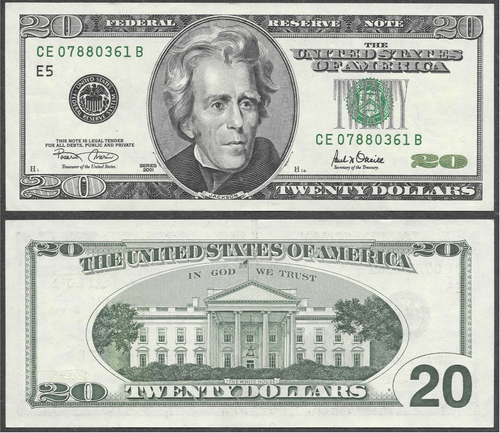 UNC 2001 US $20 Twenty Dollar Bill 'Monochrome' Note (Richmond Federal ...