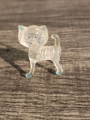 Vintage Lucite Cat Kitten Clear /w blue Plastic Figurine Toy | eBay