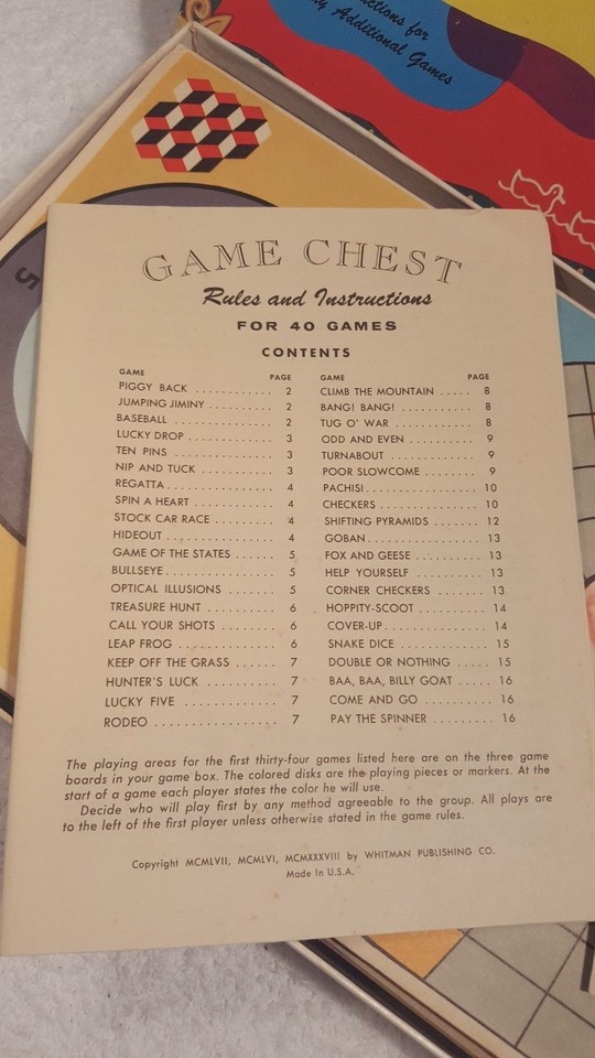 VTG Whitman Game Chest Three Double Board 40 Games COMPLETE | eBay