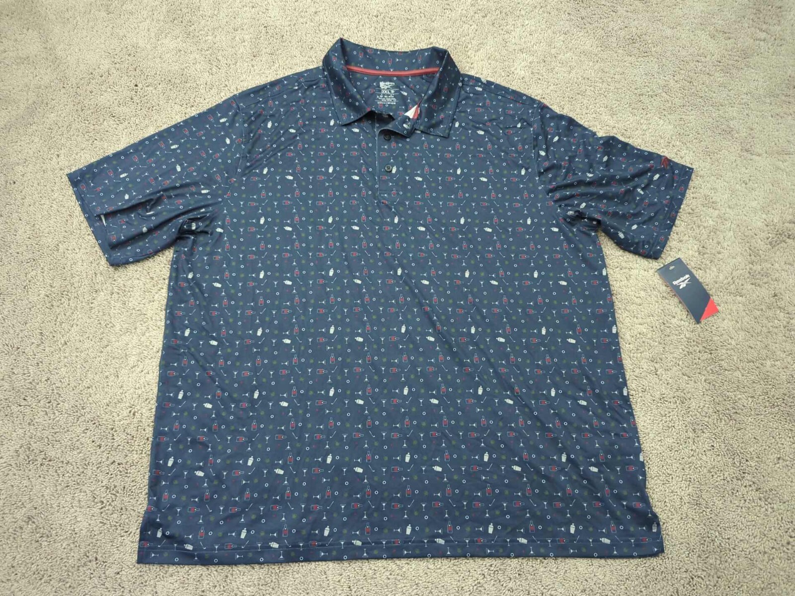 Reebok Polo Shirt Mens 3XLT TALL Speedwick Golf Wine Athletic Casual ...