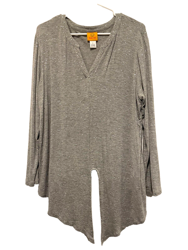 RUBY RD top shirt blouse L 12 Bust 44 Length 26 Gray Silver Shiney ...