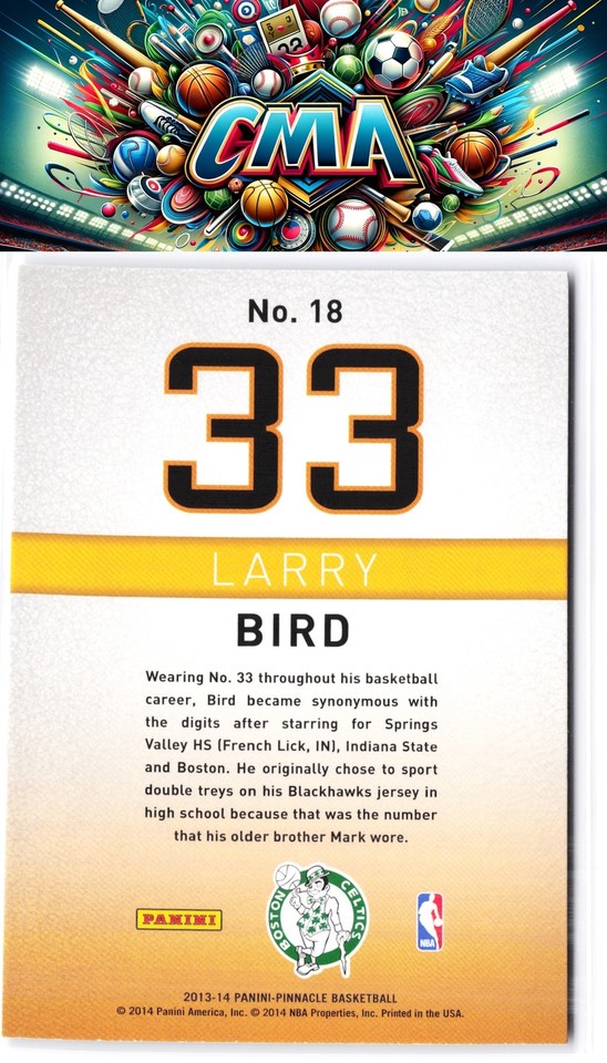 2013-14 Pinnacle #18 Larry Bird Behind the Numbers Artist's Proofs | eBay