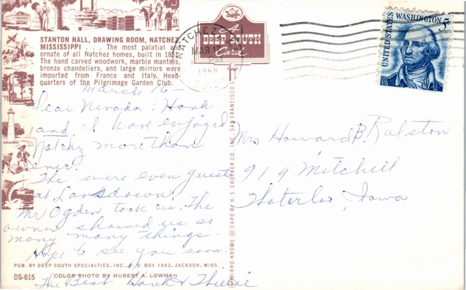 Natchez, MS - Stanton Hall Drawing Room Postcard Chrome Posted 1968 ...
