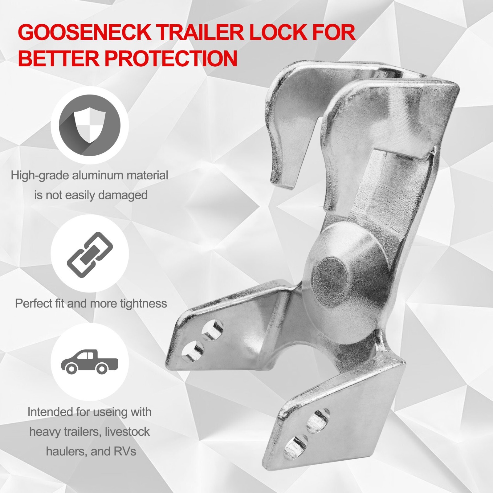 Gooseneck Trailer Lock for RVs, Livestock Haulers, Trailers (Silver ...
