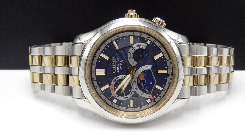 Citizen Calibre 8651 Moon Phase Eco-Drive Blue Dial Stainless Steel Men ...