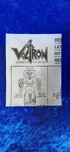 *R5 Voltron Golion Mattel Panosh Place 1984 vintage ISTRUZIONI RED LION rosso