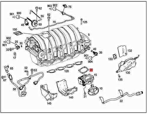 Genuine MERCEDES Electronic gas actuator to intake manifold Gasket ...