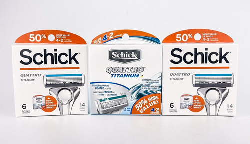 Schick Quattro Titanium Mens Razor Blade Refills 6 ct Per Package Lot ...